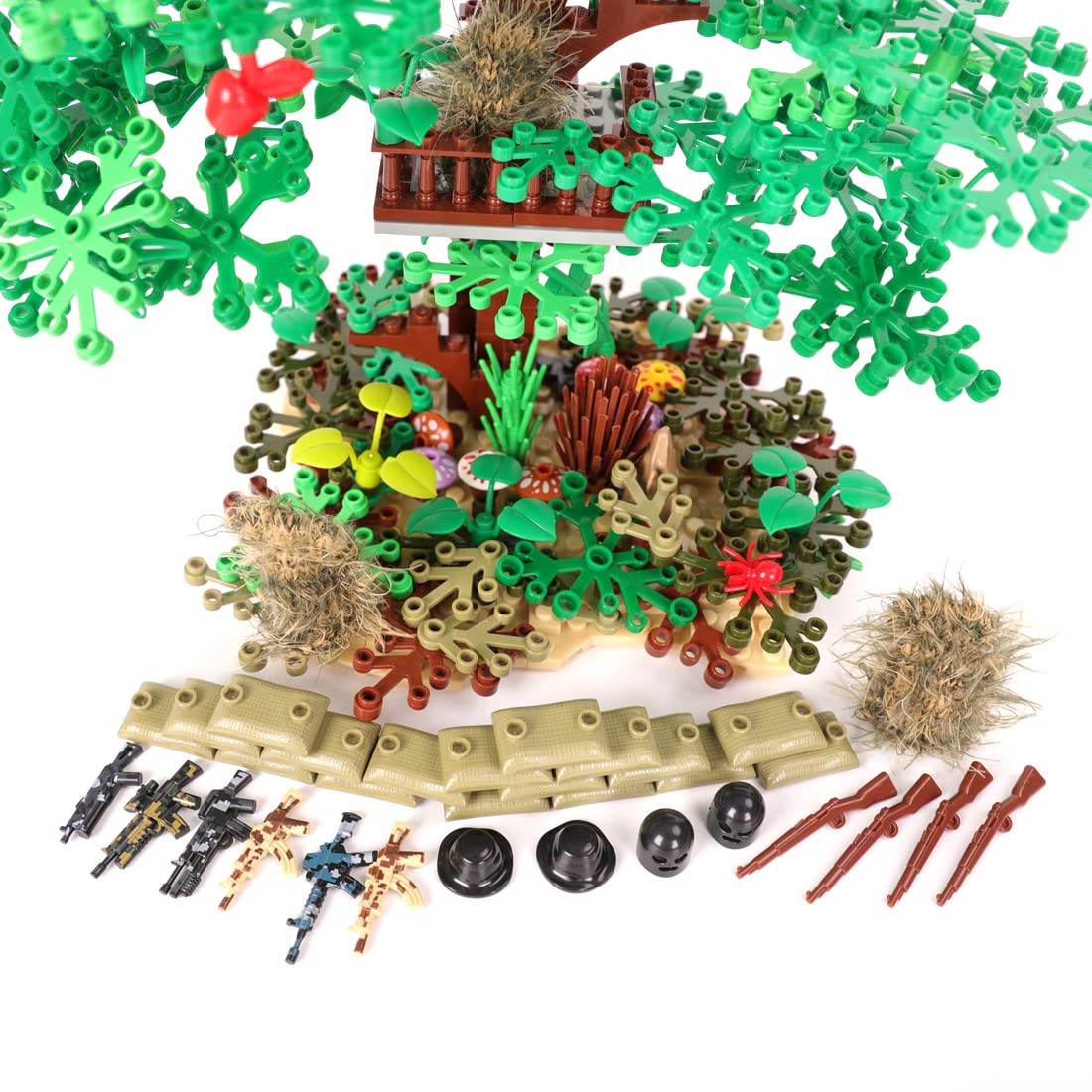 MISINI Military Secret Watchtower Building Block Set, WW2 Army Battle Scene Building Kit Included WW2 Weapon Pack Bricks Toys, Army Gear Combat Accessory Pack,Compatible with Lego
