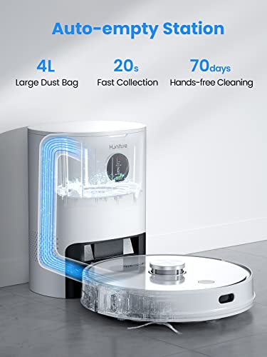 HONITURE Robot Vacuum and Mop Combo,Q6 Pro Robot Vacuum Cleaner with Self-Emptying,4000pa Max Suction Laser Navigator Robotic Vacuum with Smart Mapping,250 Mins Run-Time,App Control,Ideal for Pet Hair