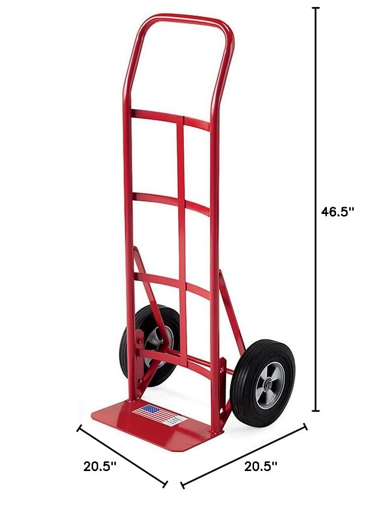 MILWAUKEE Steel Hand Trucks with Continuous Handle, 10" Solid Rubber Wheels, 14 x 8" Noseplate