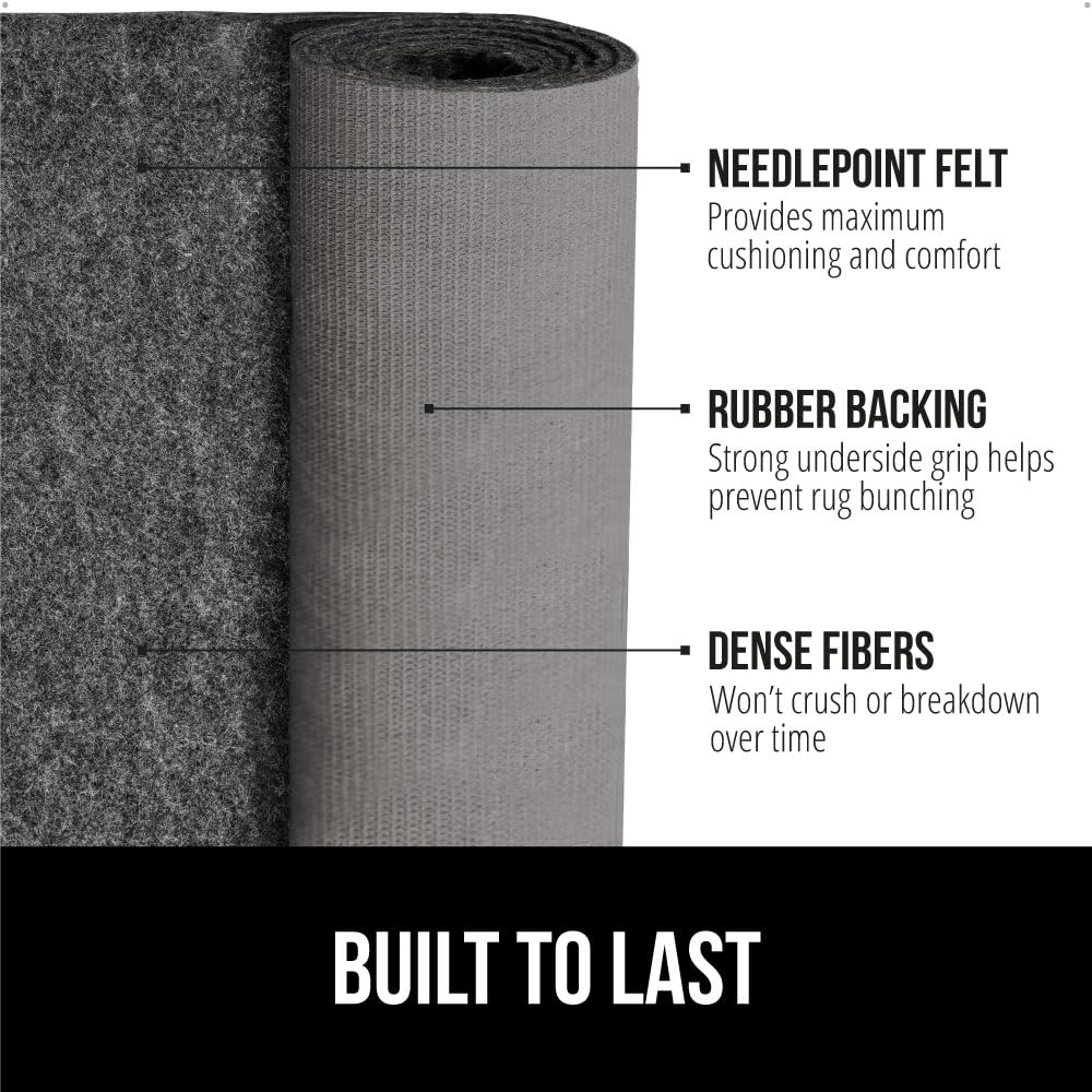 Gorilla Grip Felt and Natural Rubber Stay in Place Slip Resistant Rug Pad, 1/8β Thick, 2x10 FT Protective Padding for Under Area Rugs, Cushioned Gripper Pads, Carpet Runners Hardwood Floors Protection
