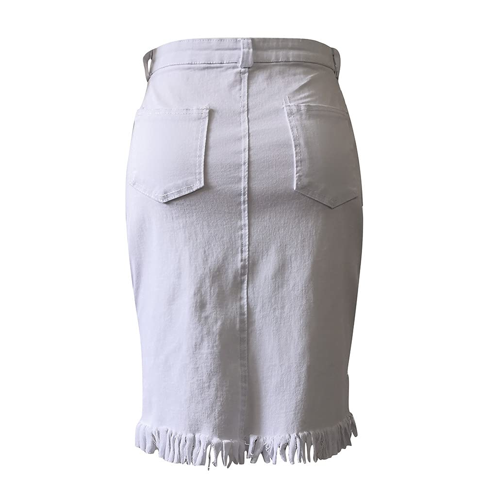 Light Blue Long Skirts for Women Red Skirt Design Denim Button Women's Open Front Split Summer Midi Length