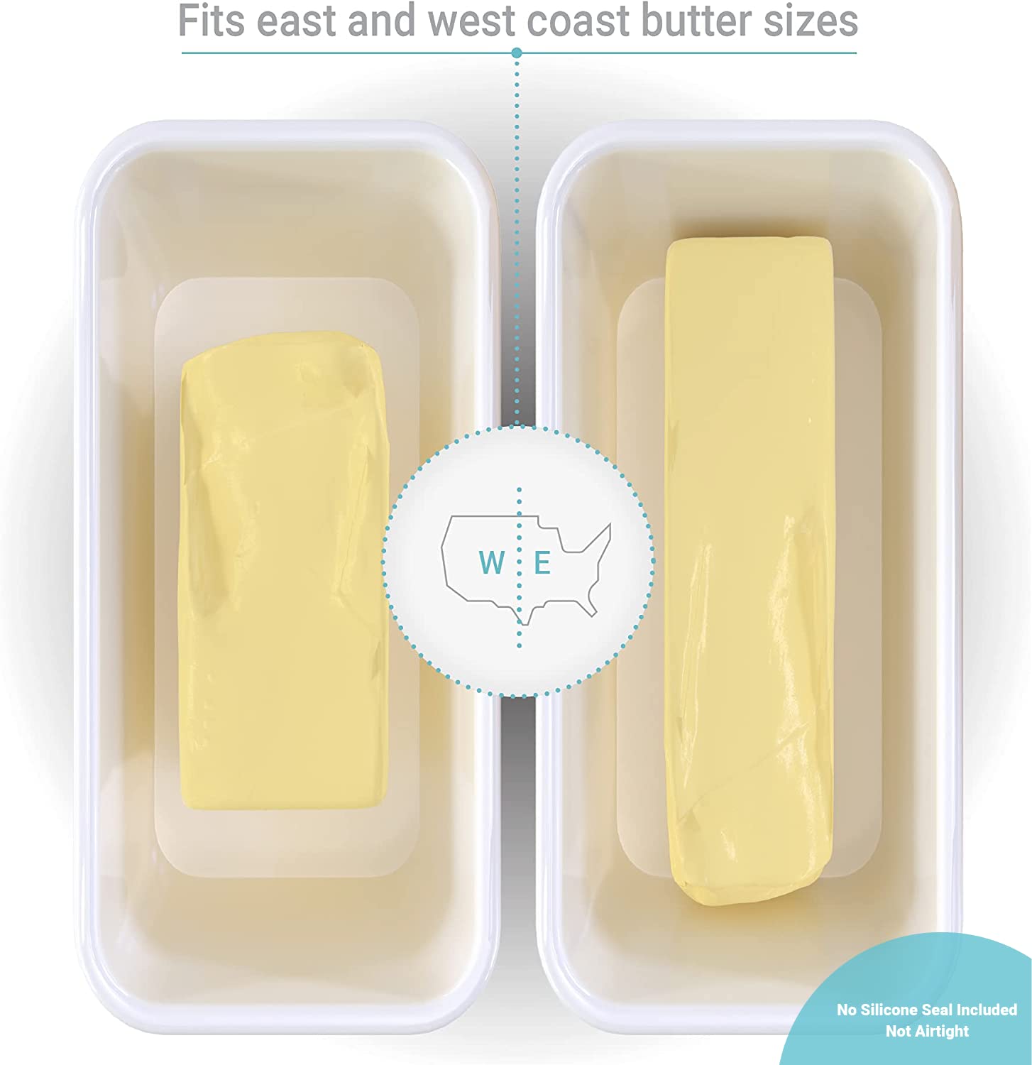 Large Butter Dish with Lid for Countertop, Ceramic Butter Dishes with Lid, White Butter Keeper with a Loose Lid [No Silicone Seal], Butter Container for Refrigerator
