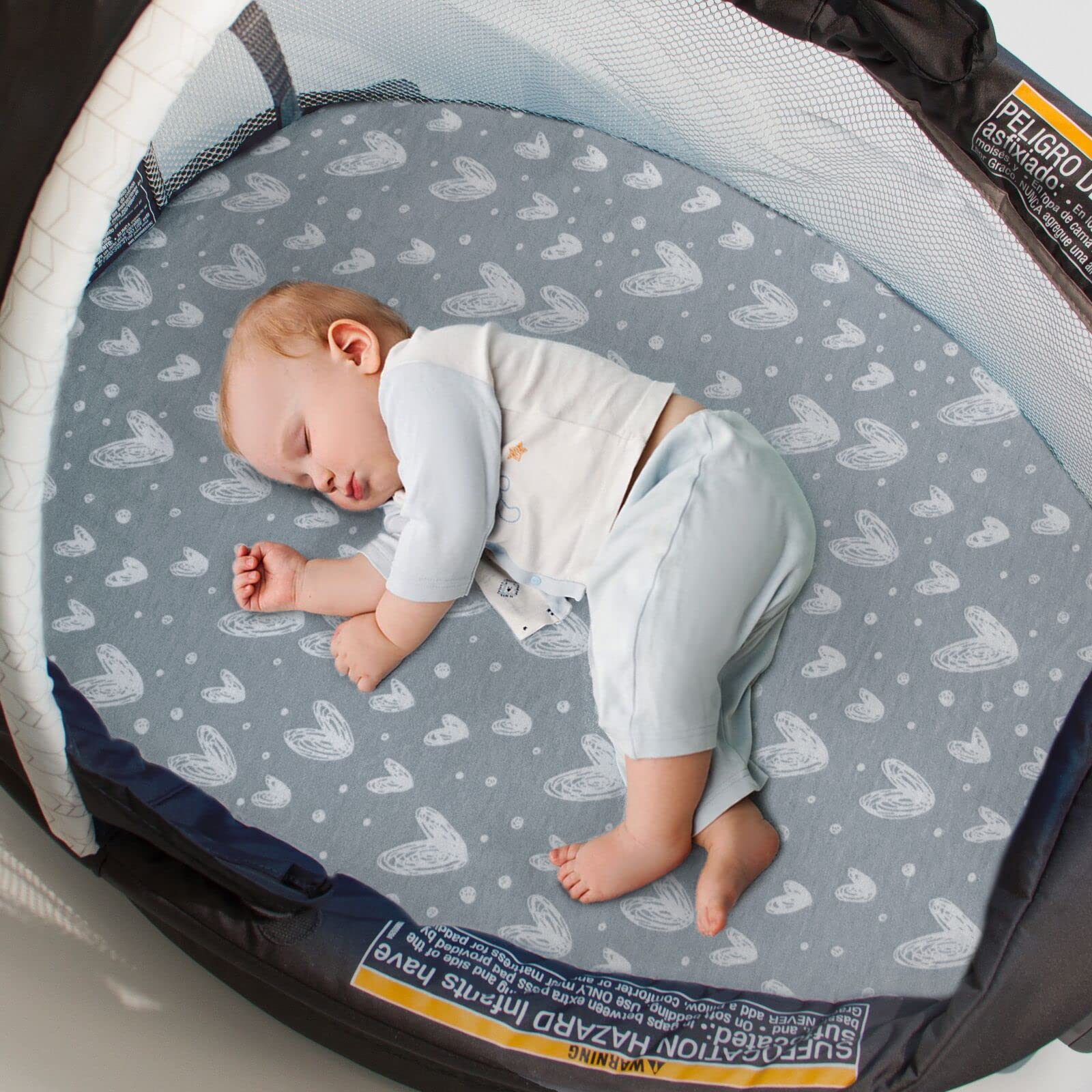 Mini Crib Mattress Protector Sheets Fitted Waterproof 38"x24" & Bassinet Fitted Sheets Compatible with Graco Pack ‘n-Play Dome LX Bassinet(not playard), 2 Pack