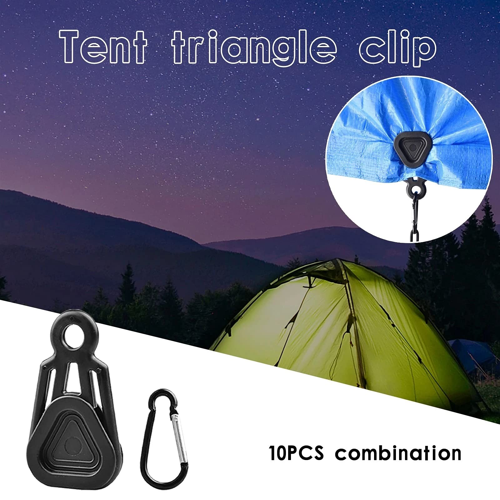 LMMDDP Windproof Hook Plastic Clamp Set Survival Grommet Tent Clips Buckle Awning Tarp Fixed Outdoor Mini Black Hangers