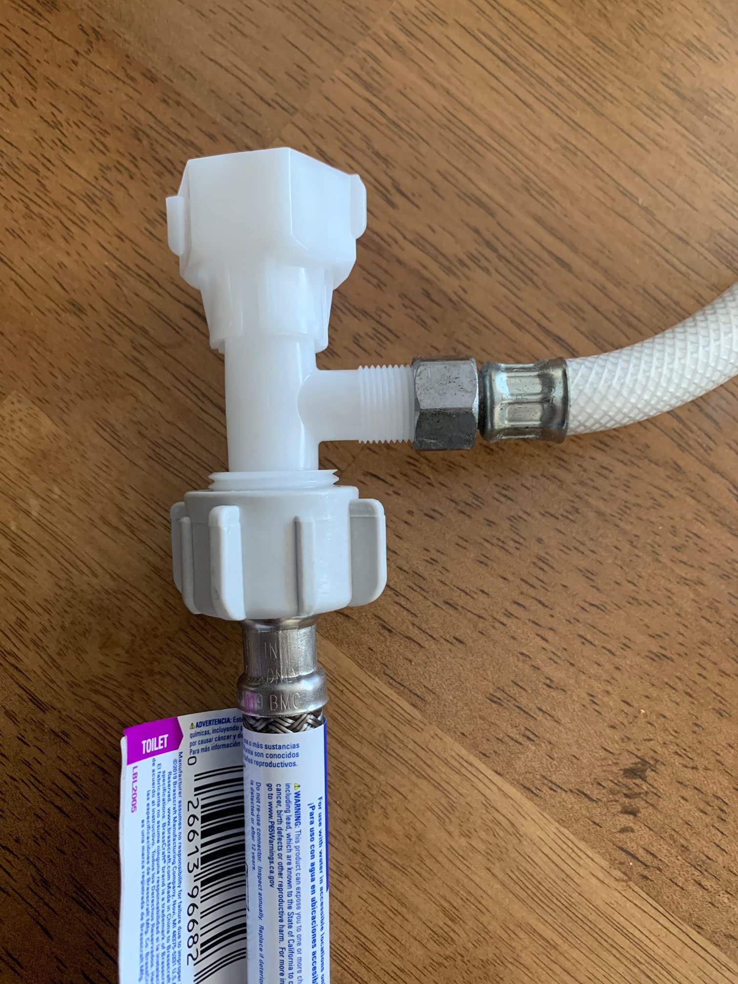 LeonKing Bidet US 7/8"(15/16") Up and down and 3/8" side T adapter plastic 3 way connector with rubber washer