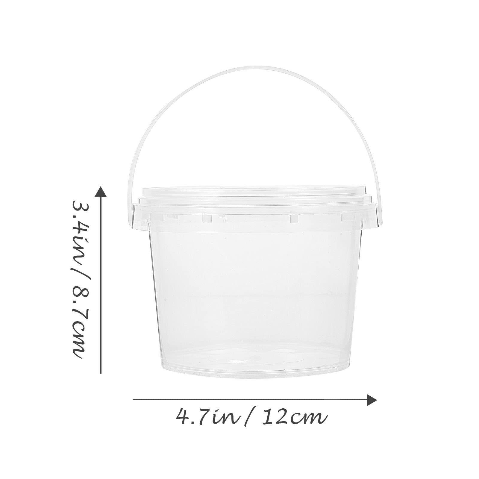 LUOZZY 10 Pcs Small Clear Plastic Buckets with Lids and Handles Ice Cream Buckets Airtight Food Storage Bucket with Lids for Kitchen (0.5 Liter)