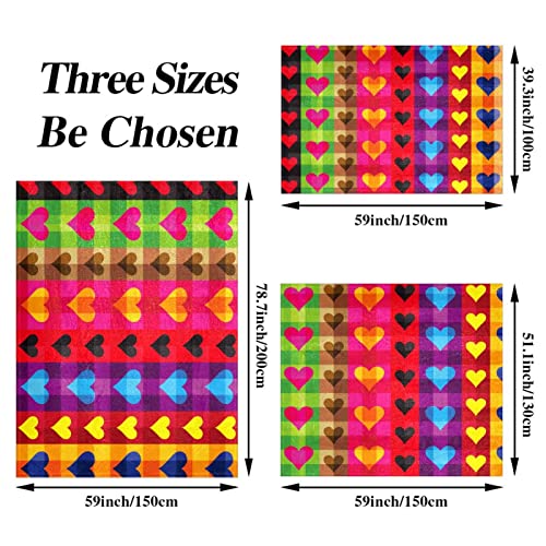 Plush Blanket Throw Blanket Warm Cozy Soft Microfiber Blankets, Colorful Checkered Heart Kawaii
