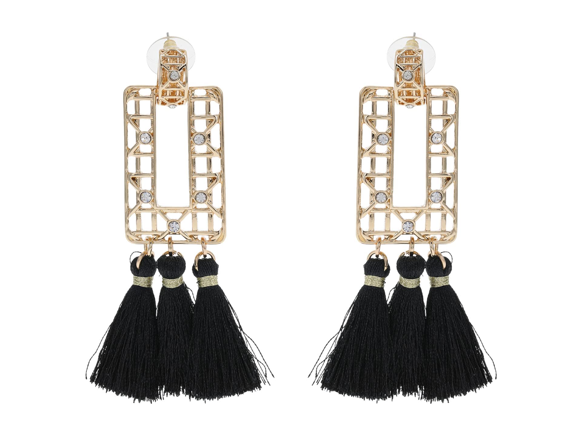 Lilly Pulitzer Island Vibes Tassel Earrings For Women - Gold Metal Construction With Post Back Closure, Chic and Stylish Earrings Onyx One Size One Size