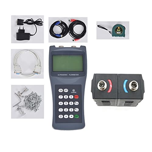 Ultrasonic Flow Meter TDS-100H Portable Handheld Ultrasonic Liquid Flow Meter with Clamp On Sensor M2(DN50-700mm 0~160℃) Water Flowmeter Sensor Transducer Accessories(Color:Host and Tl-1-ht)
