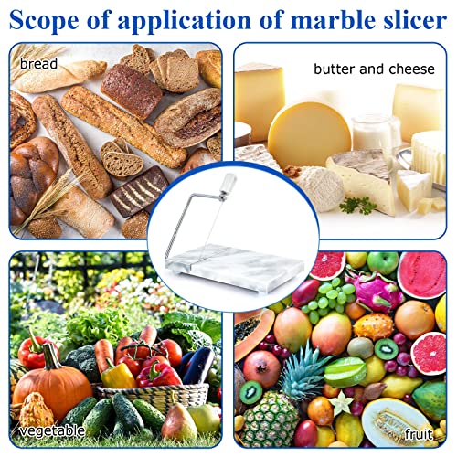 Marble Cheese Slicer 5 x 8 Inch Cheese Cutter and 4 Pcs Cheese Knife with Handle Cheese Heavy Cutter Set for Kitchen Charcuterie Cutting Cheeses, Butter, Meats, Other Appetizers, White