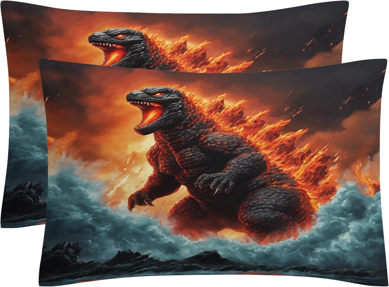OmErsa Dinosaur Duvet Cover Twin Size Set, Monster Bedding Bedroom Decor, Comforter Cover & 2 Pillowcases 3 Pieces, Home Collection Quilt Cover