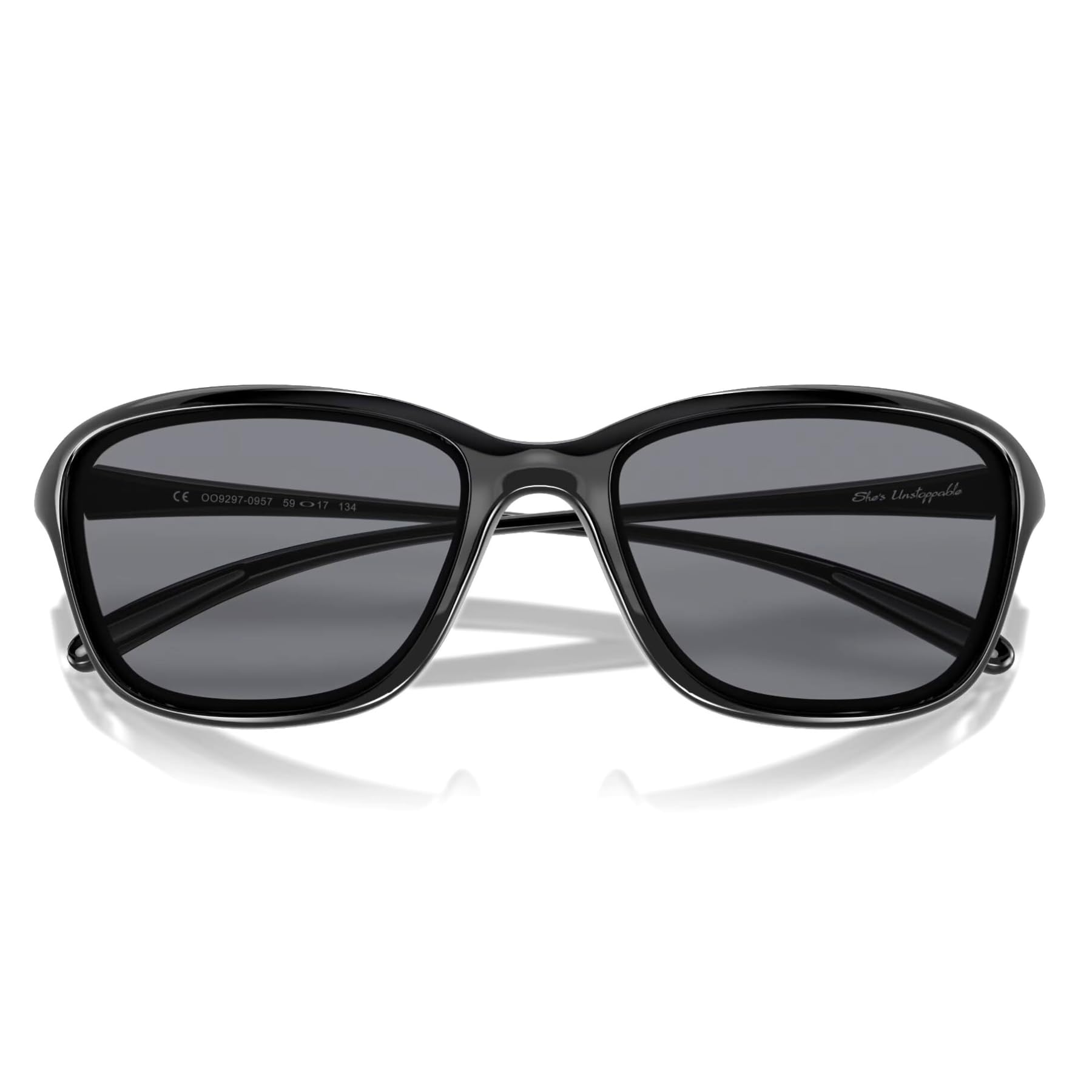 Oakley Woman Sunglasses Polished Black Frame, Grey Lenses, 59MM