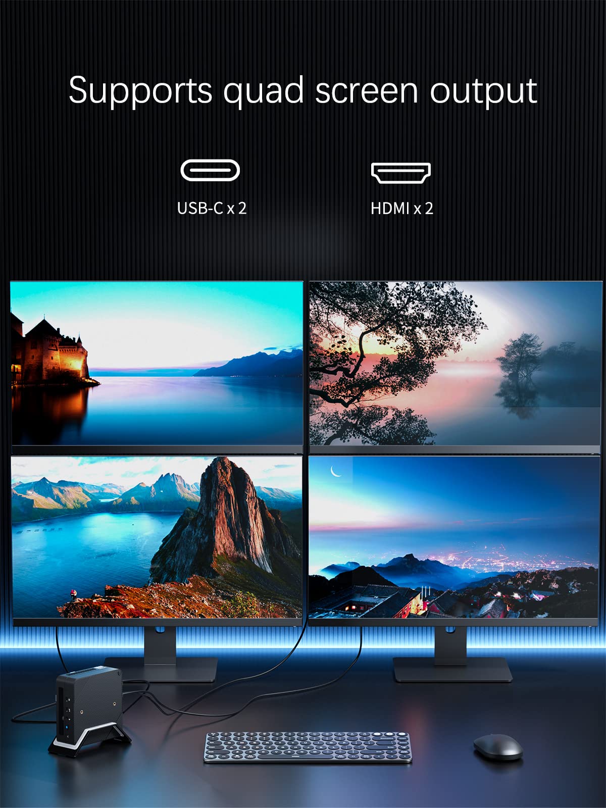 Mini PC AMD Ryzen 7 5800H, Mini Computers DDR4 32GB 512GB PCIe SSD,Windows 11 Pro Mini Desktop Computer, 2500M LAN/Wi-Fi 6/BT5.2, HDMI×2/ USB-C×2/ 4K@60Hz, UM580 Small Gaming PC Support Auto Power On