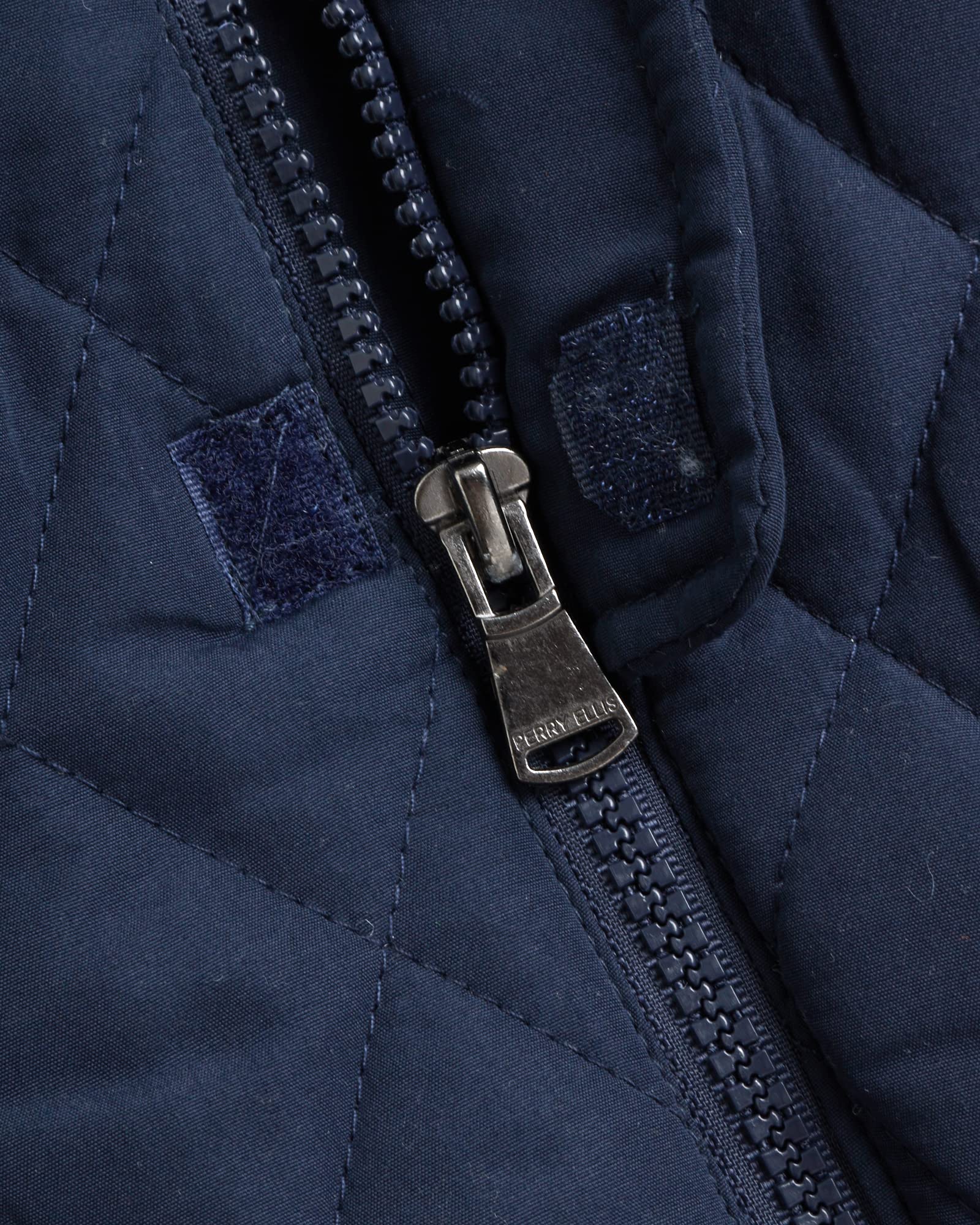 Perry Ellis Baby Boys' Pram Jumpsuit - Quilted Fleece Lined Coveralls (Newborn, 0-9M), Size 3-6 Months, Navy Blue