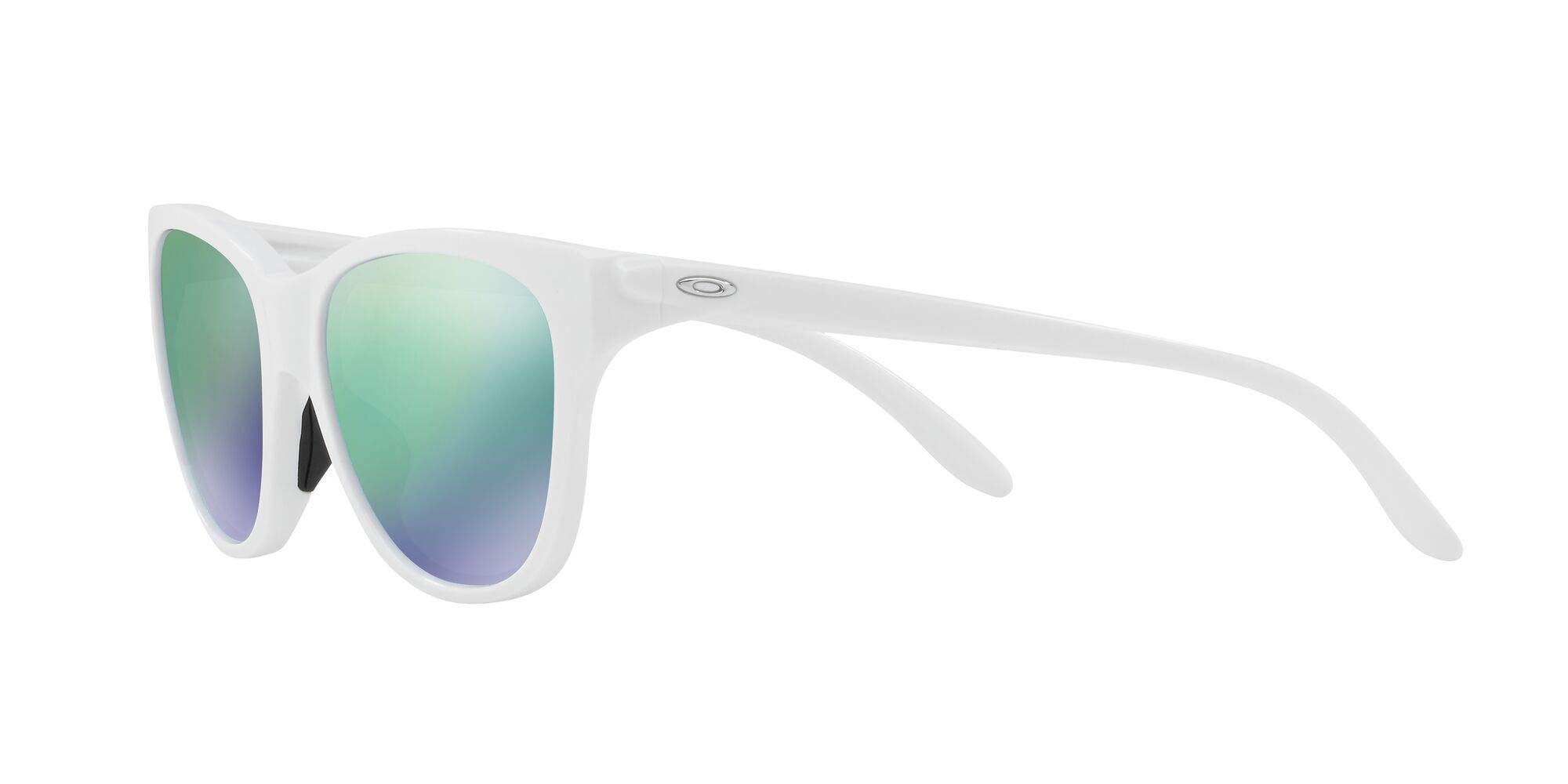 Oakley Women's OO9357 Hold Out Cateye Sunglasses, Polished White/Jade Iridium, 55 mm