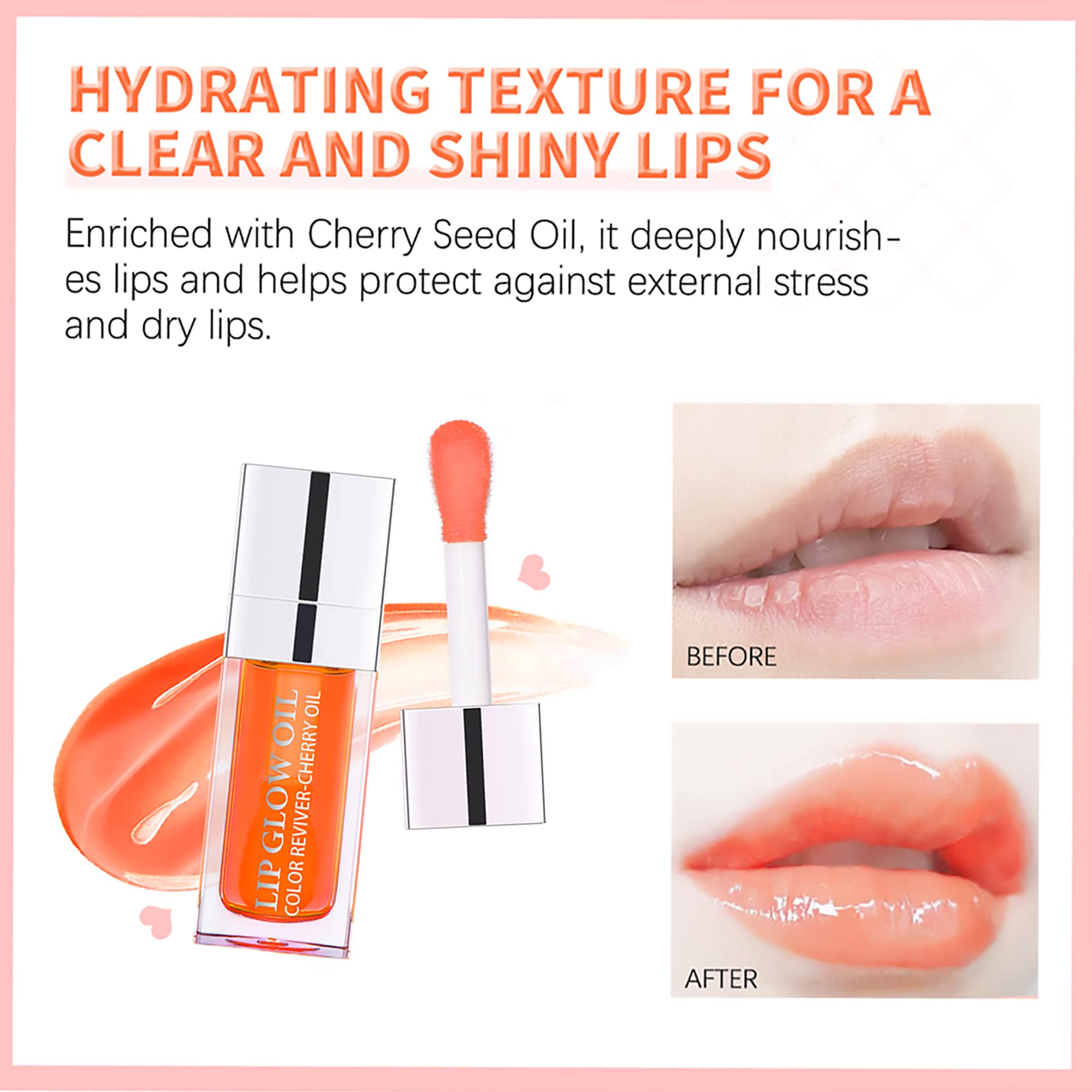Hydrating Lip Glow Oil, Moisturizing Lip Gloss, Plumping Lip Oil, Non-Sticky Long Lasting Lip Oil Gloss, Transparent Lip Oil Tinted, Reduce lip lines (Raspberry(#007))