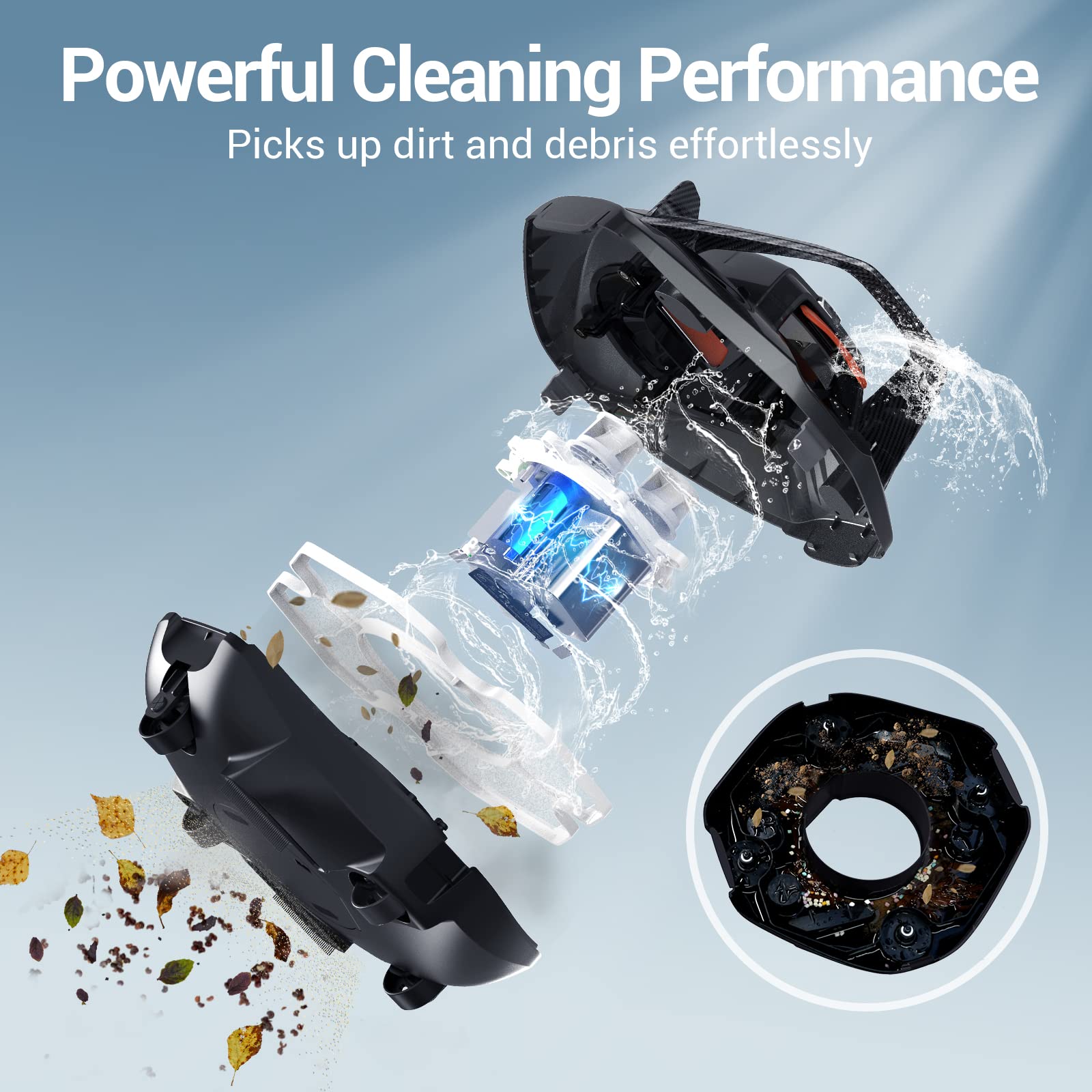 Gosvor Cordless Robotic Pool Cleaner, Pool Vacuum Cleaner Lasts 90 Mins, with Self-Parking Technology, LED Indicator, Automatic Pool Cleaners Ideal for above/In-Ground Flat Pools up to 40 Feet