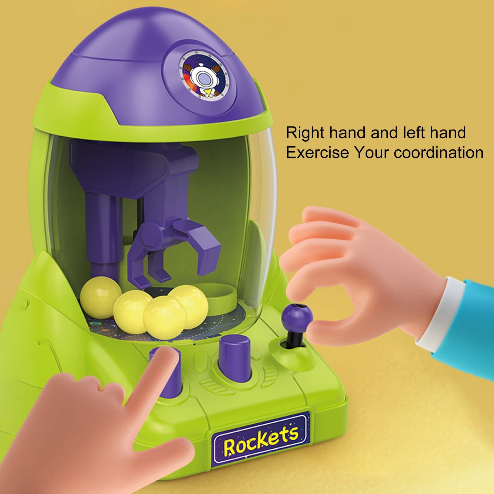 Mini Claw Machine Toy That Actually Works, Balls Prizes Space Rocket Miniature Arcade Game Fidget Sensory Toy Blue 1 Pack
