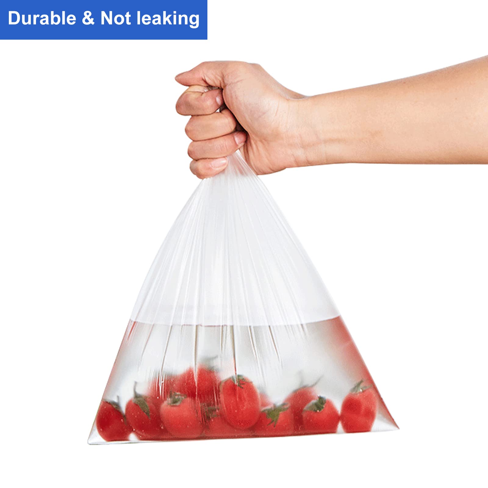 LabelMore 14'' x 20'' Plastic Produce Bags on a Roll, Clear, Food Storage Bags for Bread, Vegetable, Fruits and Meat, 350 Bags/Roll, 1 Roll