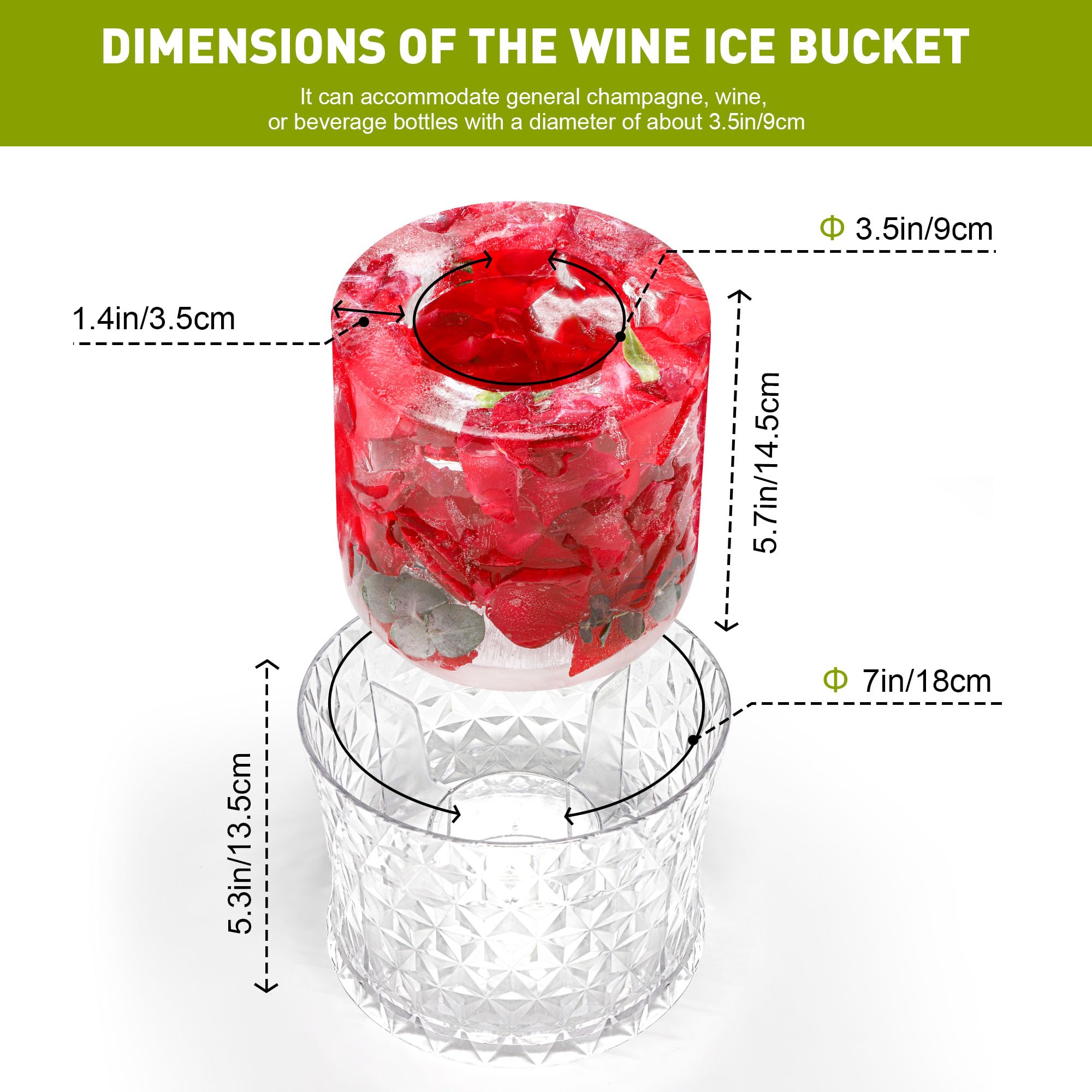 Ice Bucket Mold,Wine Bottle Chiller Ice Molds for Champagne Cocktails,Beer,Fruit Juices Ice Mold/Flowers DIY Decorations Holiday Bar Any Celebration and Party