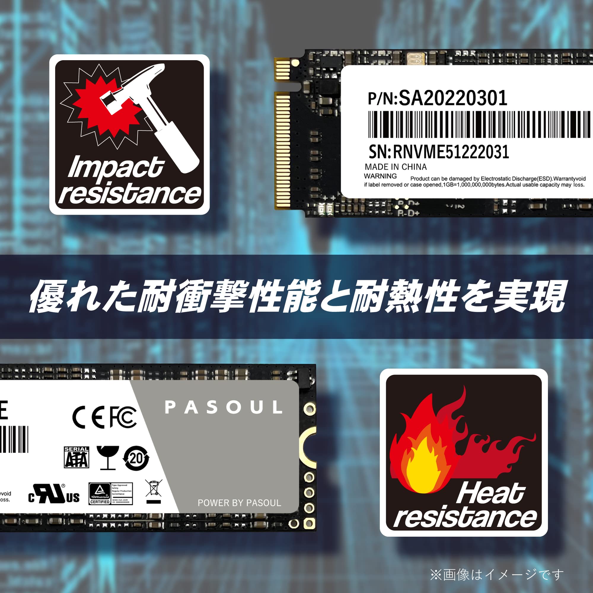 PASOUL SSD 1TB NVMe M.2 2280 PCIe Gen 3.0 x2 3D TLC Power Saving Up to 2000MB/s Write 1200MB PAMNVMeM2-1TB