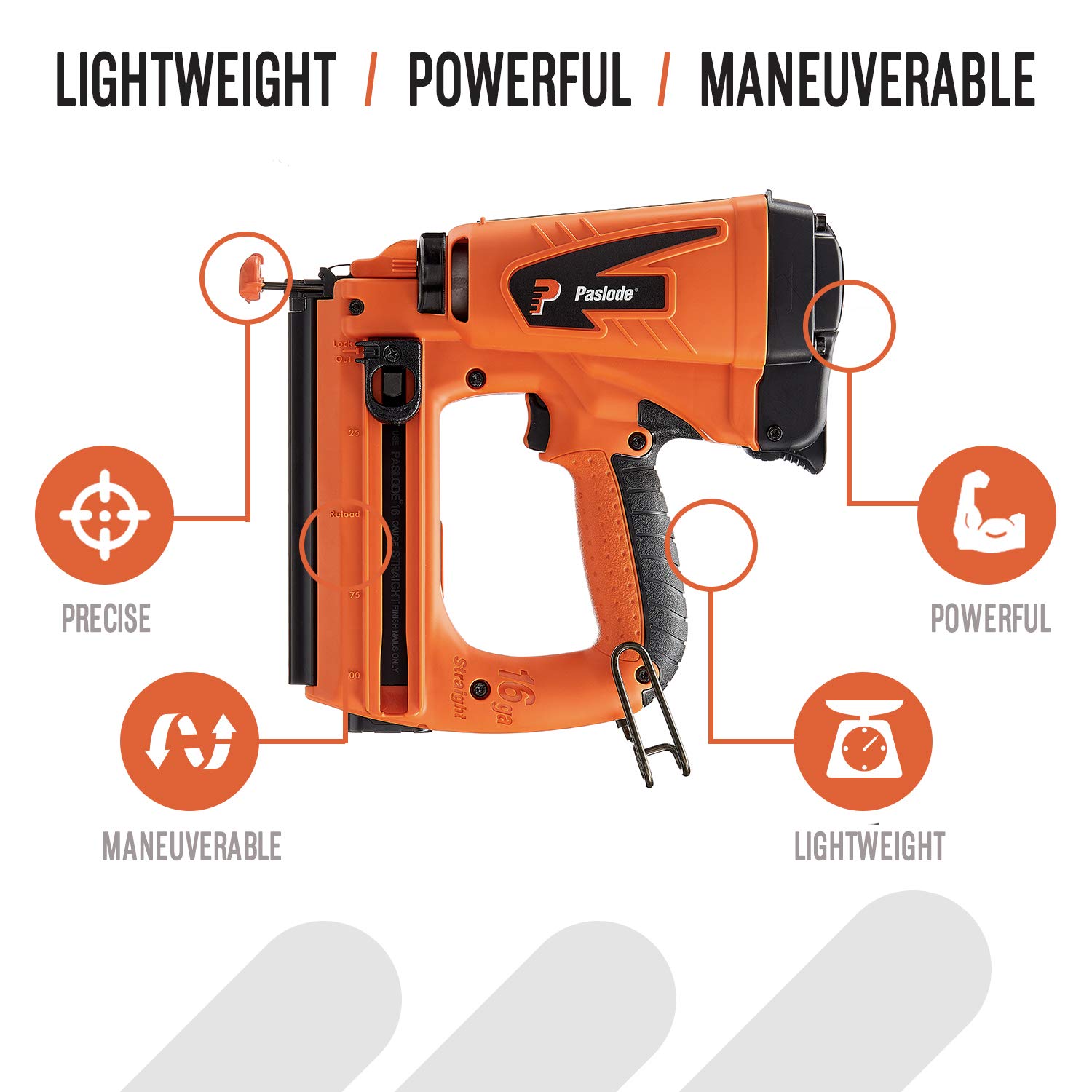 Paslode, Cordless Finish Nailer, 916000, 16 Gauge, Battery and Fuel Cell Powered, No Compressor Needed