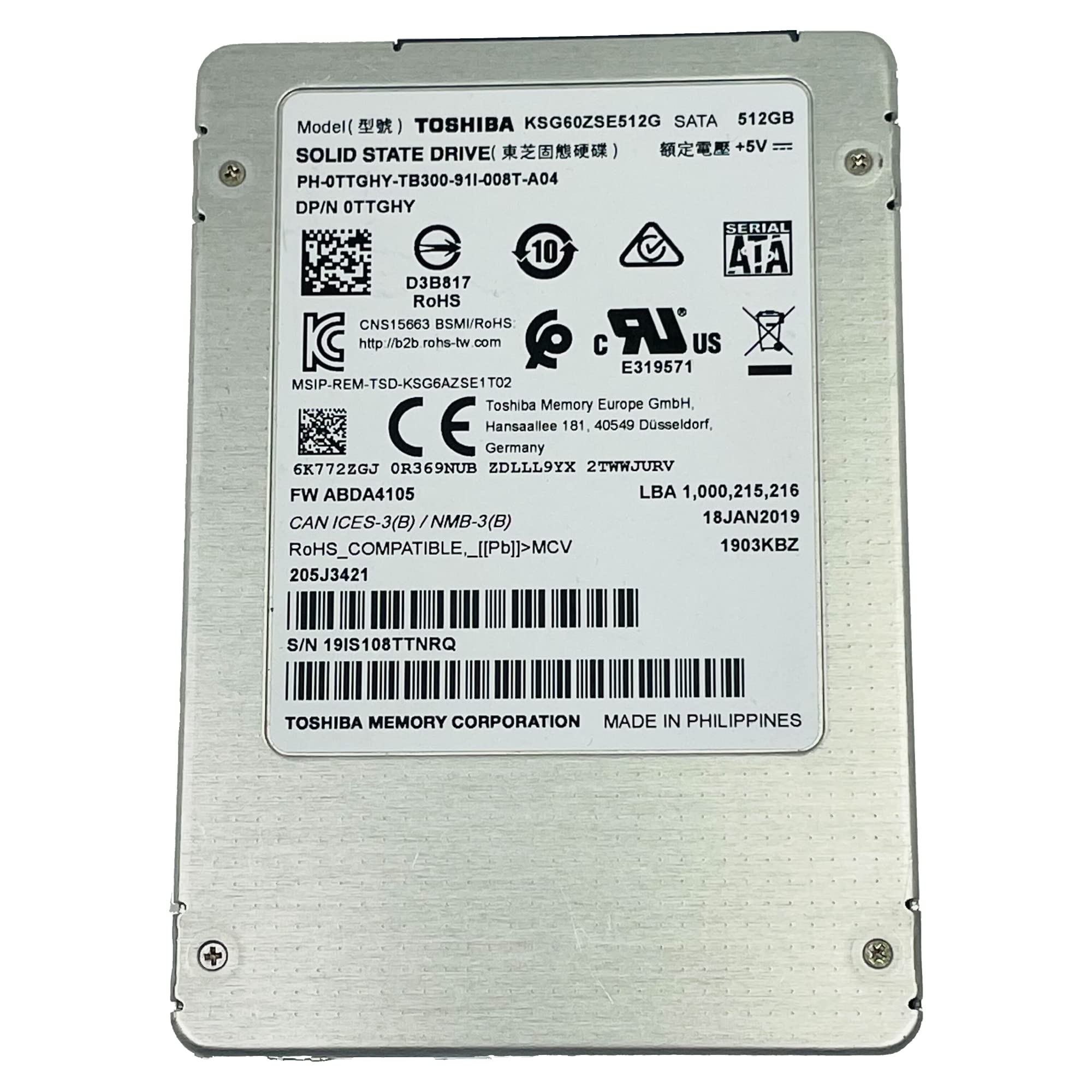 METservers 512GB SSD 2.5'' 6Gb/s SATA Solid State Drive SSD TTGHY (Renewed)