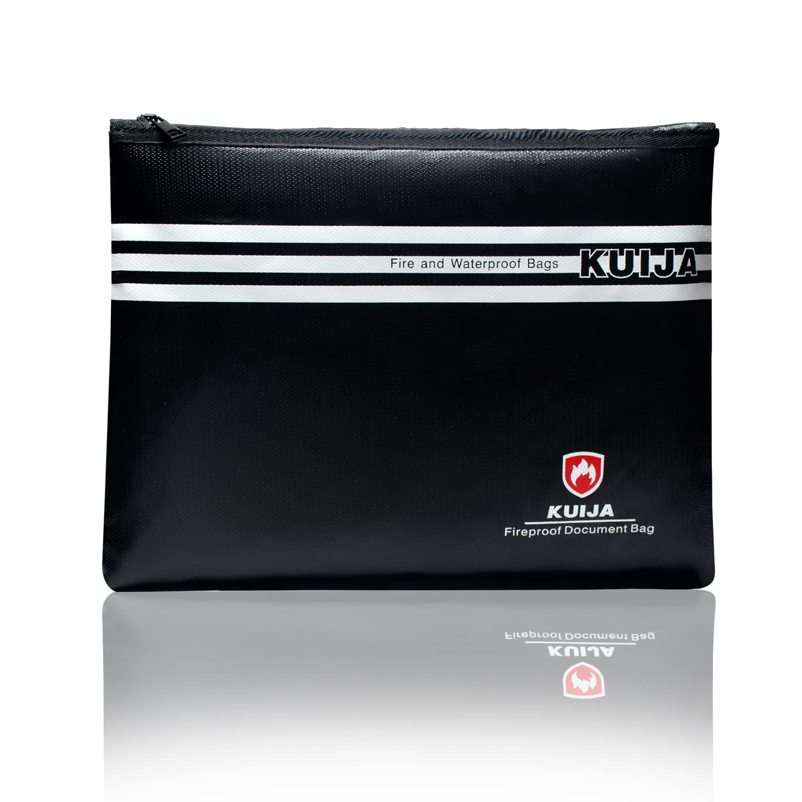 KUIJA Fireproof Document Bag 2000°F, 13.4"x9.4" Fireproof Waterproof Document Bag, Fireproof Money Bag,Fireproof Secure Storage Pouch with Zip, Fireproof Bags for Cash and documents