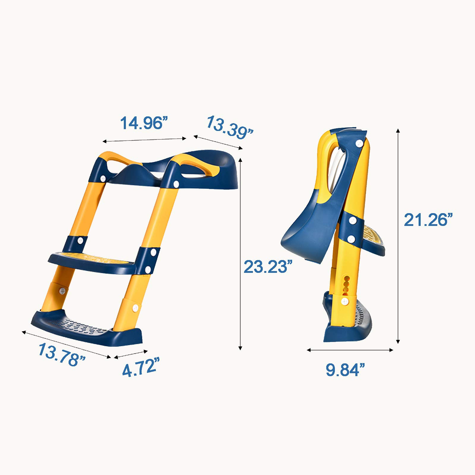Jinby Potty Training Seat with Ladder,Foldable Toilet Training Ladder with Non-Slip Pads (Blue)