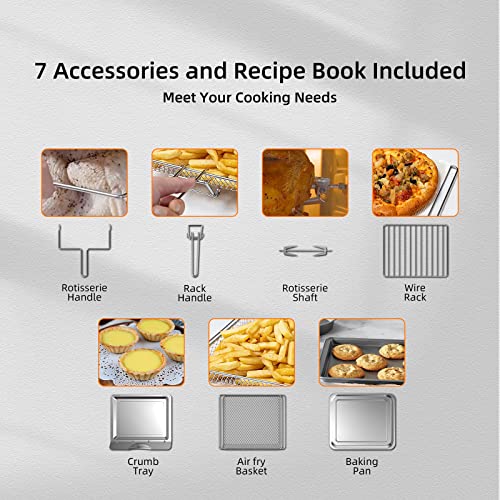 leiko Air Fryer Toaster Oven Combo, 16 QT capacity and Convention Countertop, with microwave&air fryer &roast&bake&thaw &reheat 24-1 function, Stainless Steel, Silver, 1700W.