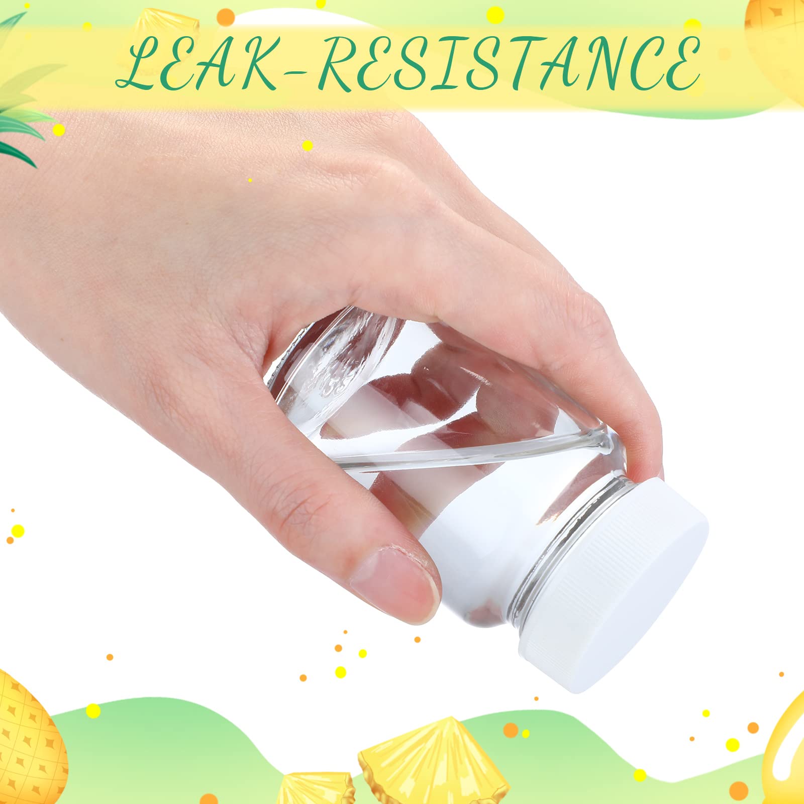 Hoolerry 32 Pcs Juice Shot Bottles 2 oz Juicing Bottles with Caps Reusable Mini Glass Jars with Lids Small Juicing Containers for Juicing Ginger Beverage Storage
