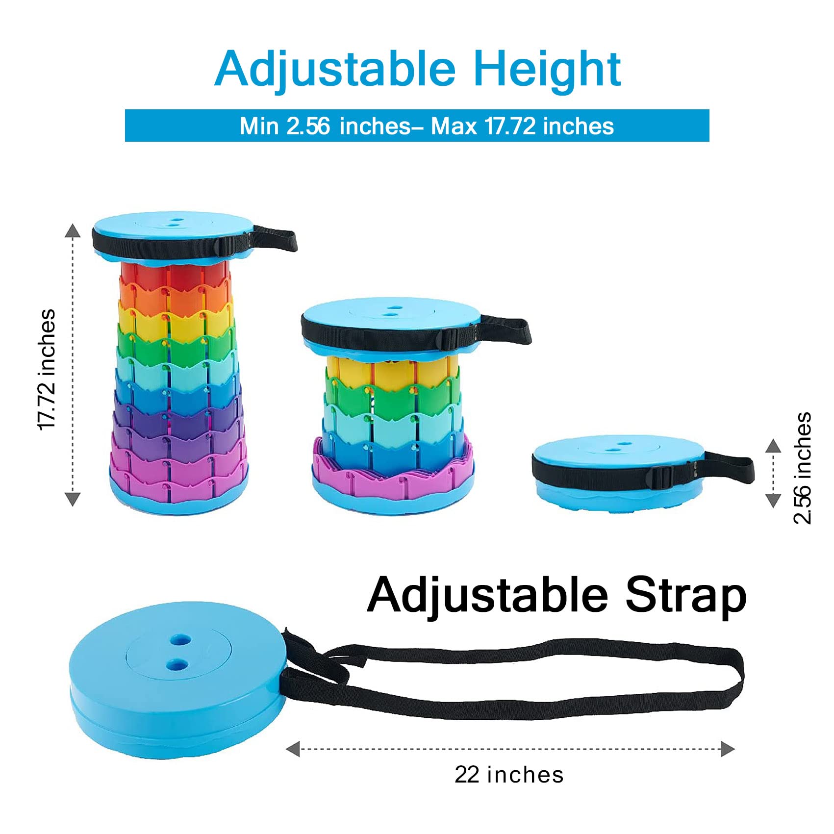 LB 2024 Upgraded Portable Collapsible Retractable Folding Stool, Lightweight Telescoping Foldable Camping Stool for Adults for Outdoor Fishing Hiking Gardening Travel BBQ, Hunting, Indoor Activities