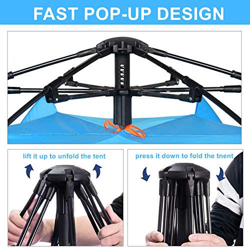 Jinfusi Automatic Waterproof 3-5 Person Outdoor Camping Tent,Large Family Dome Camp Tent (Blue)