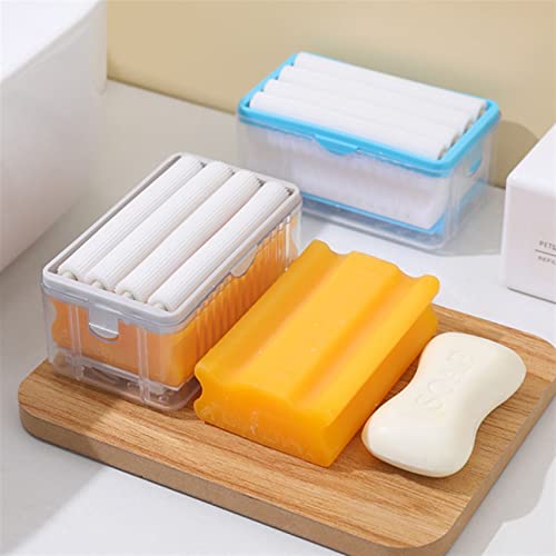 INKSKI Square Soap Travel Case Soap Box Hands Free Foaming Soap Dish Multifunctional Soap Dish Hands Free Foaming Draining Household Storage Box Cleaning Tool (Color : Gray)