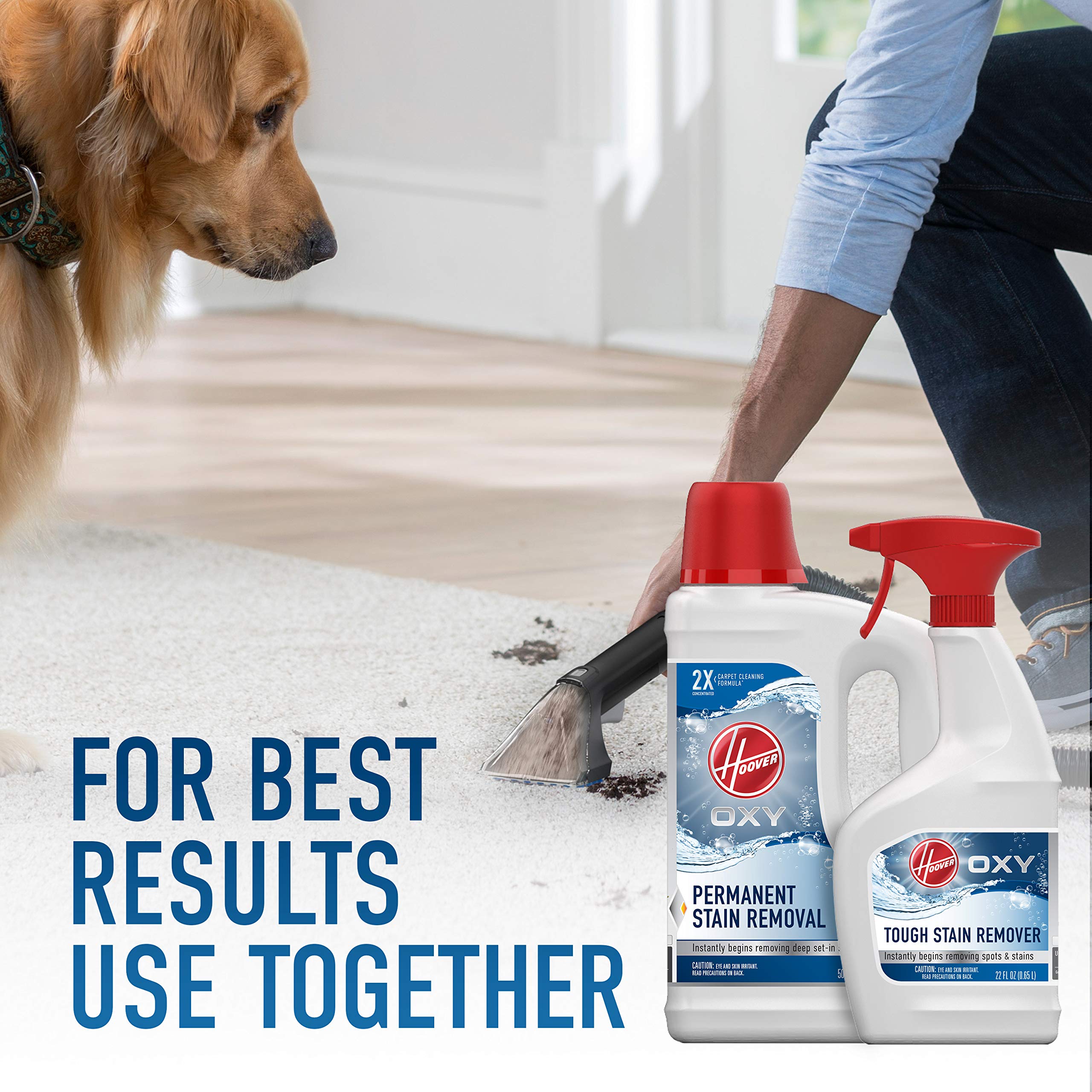 Hoover Oxy Spot and Stain Remover, 22oz Pretreat Spray Formula for Carpet and Upholstery, AH30902, White, Packaging May Vary