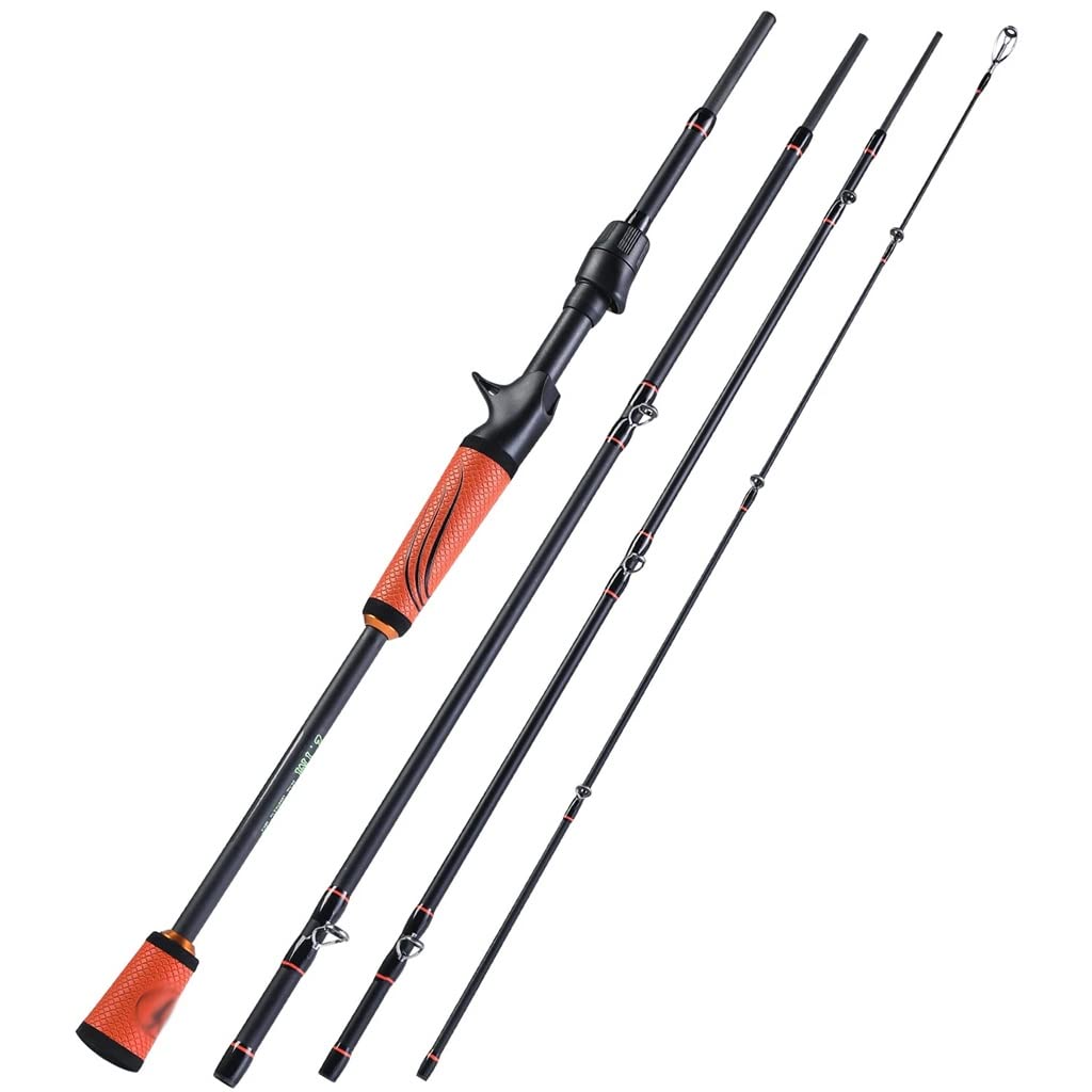 LIRUXUN Portable 4 Section Fishing Rod1.8m-2.4m Light Carbon Fiber Rubber Handle Spinning Casting Carp Rod ( Color : D , Size : 2.4 m )