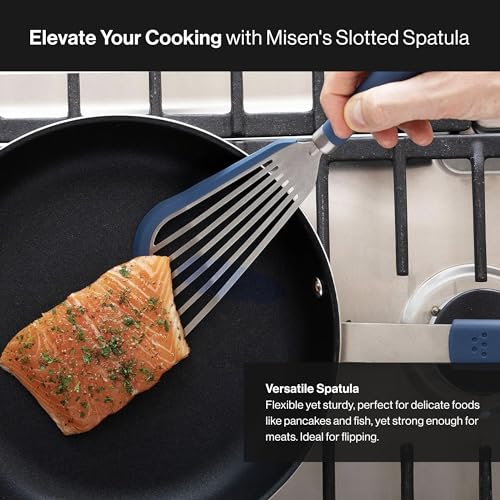 Misen Fish Silicone Spatula - Slotted Turner for Cooking - Perfect for Frying - Heat Resistant - Dishwasher Safe -1mm Thick Flexible Flipper - Soft Silicone Grip Handle for Easy Use