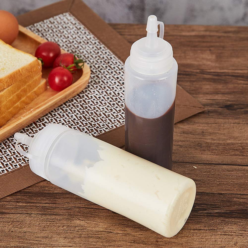 lasenersm 1 Piece Plastic Squeeze Bottle Plastic Squeeze Condiment Bottle Ketchup BBQ Sauce Dispensing Bottle with Twist On Cap Lids for Sauce Ketchup Craft Paint(16 Oz, White)