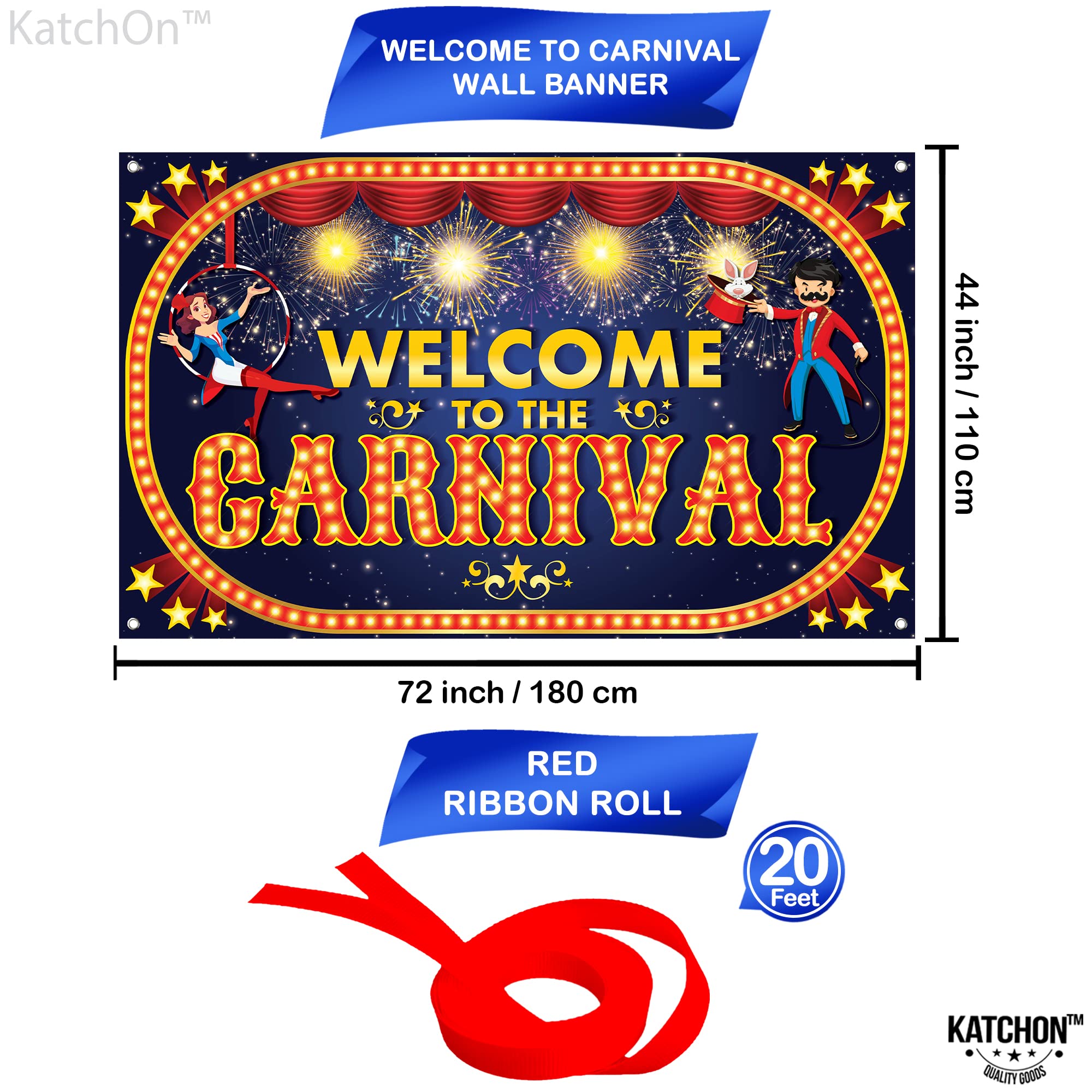 KatchOn, Welcome to The Carnival Banner - XtraLarge, 72x44 Inch, Carnival Decorations | Carnival Backdrop for Birthday Party | Carnival Theme Party Decorations for Event | Carnival Party Decorations
