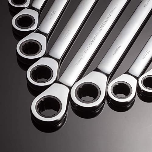 Qnkaa Ratchet Wrench Set Metric Spanner Kit 12 Piece 8-19mm, Roll Bag Packed, Perfect for Home, Bike, and Car Repair