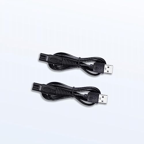 Qjin USB-A Charging Cable for Latest Version Philips Norelco MG5910/49 MG7910/49 MG9510/60 MG9520/50 QP2724/90 QP2834/70 Trimmer Replacement Power Cord, 2 Pcs