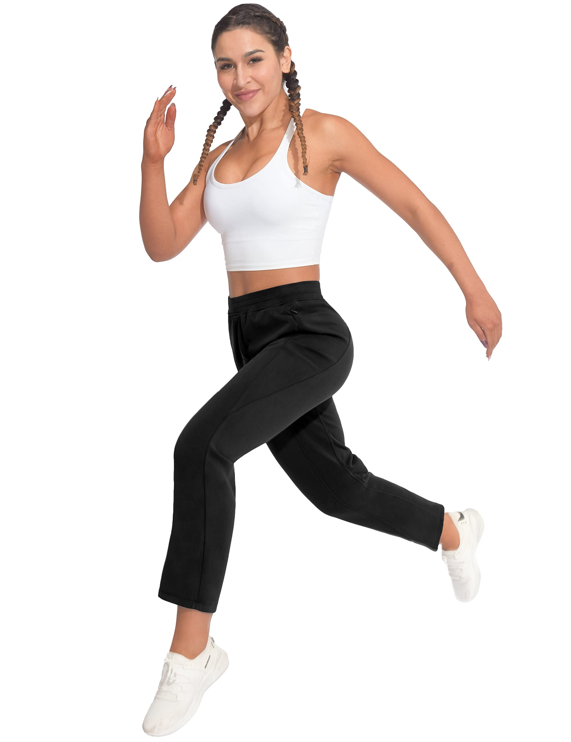 Little Donkey Andy Women's Ultra-Stretch Ankle Pants Quick-Dry Breathable for Running Travel Golf Black XL