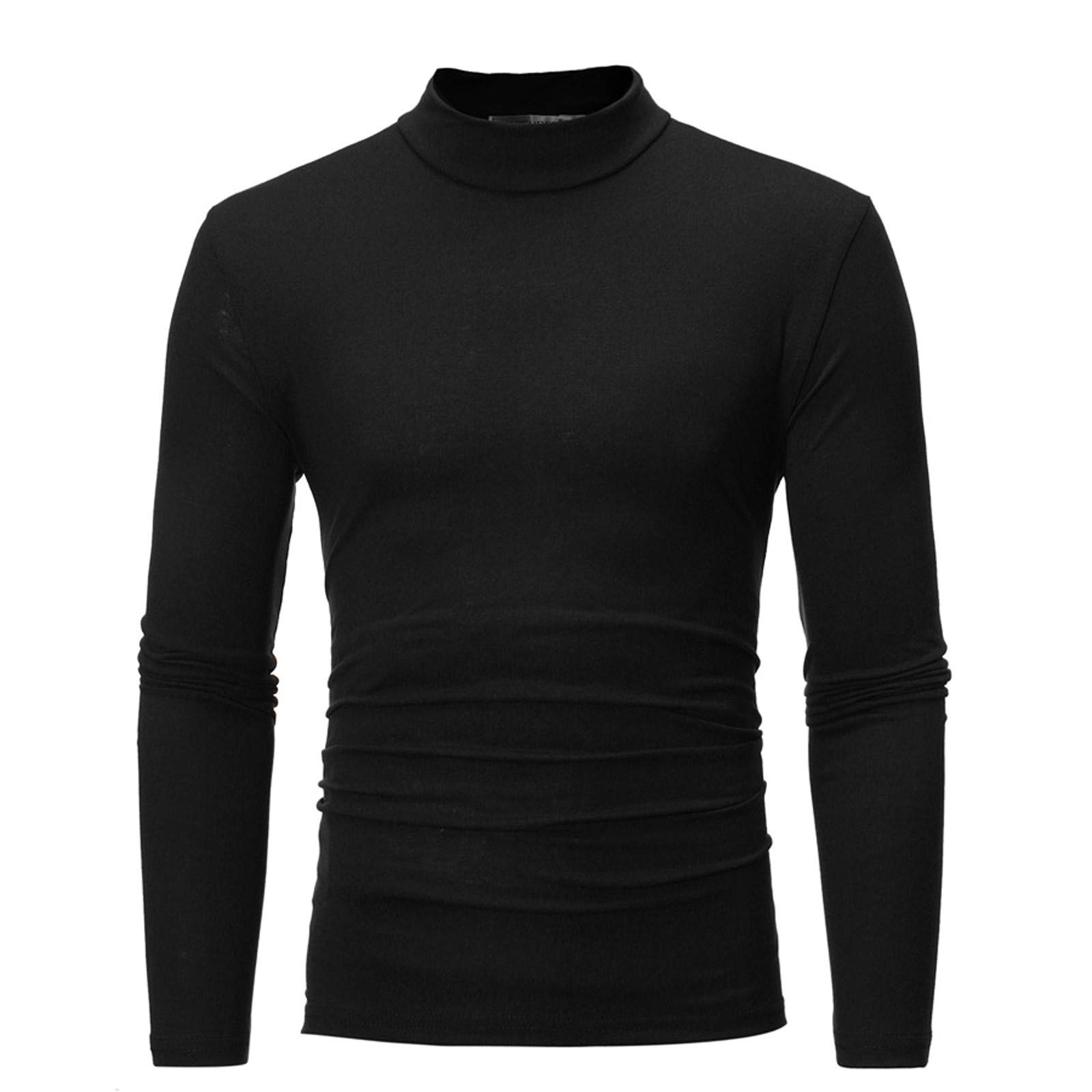 Men's Basic Turtleneck T-Shirts Long Sleeve Pullover Basic Designed Undershirt Stretch Lightweight Top for Fall Winter
