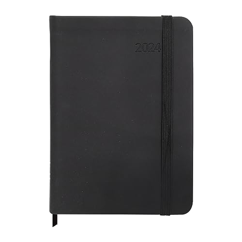 Idena 11053 – Diary 2024, DIN A6, Black, 192 Pages, 1 Week on 1 Page, Weekly Planner