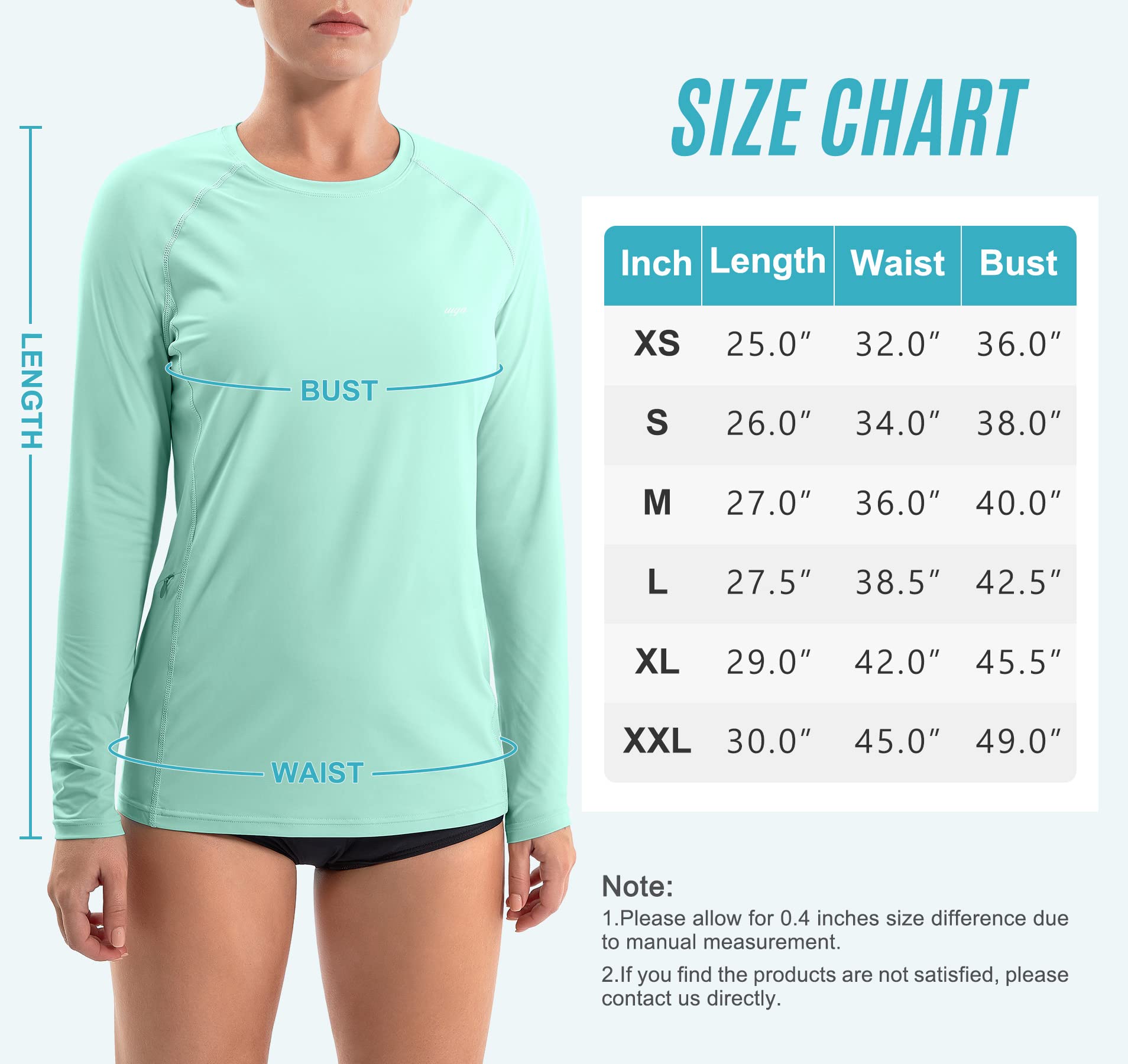 IUGA Rash Guard for Women with Pockets Blue Light