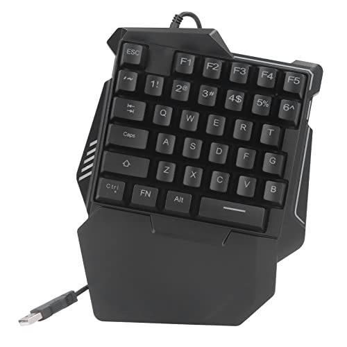 One Handed Gaming Keyboard, USB Mini Gaming Keyboard 35 Keys for Office