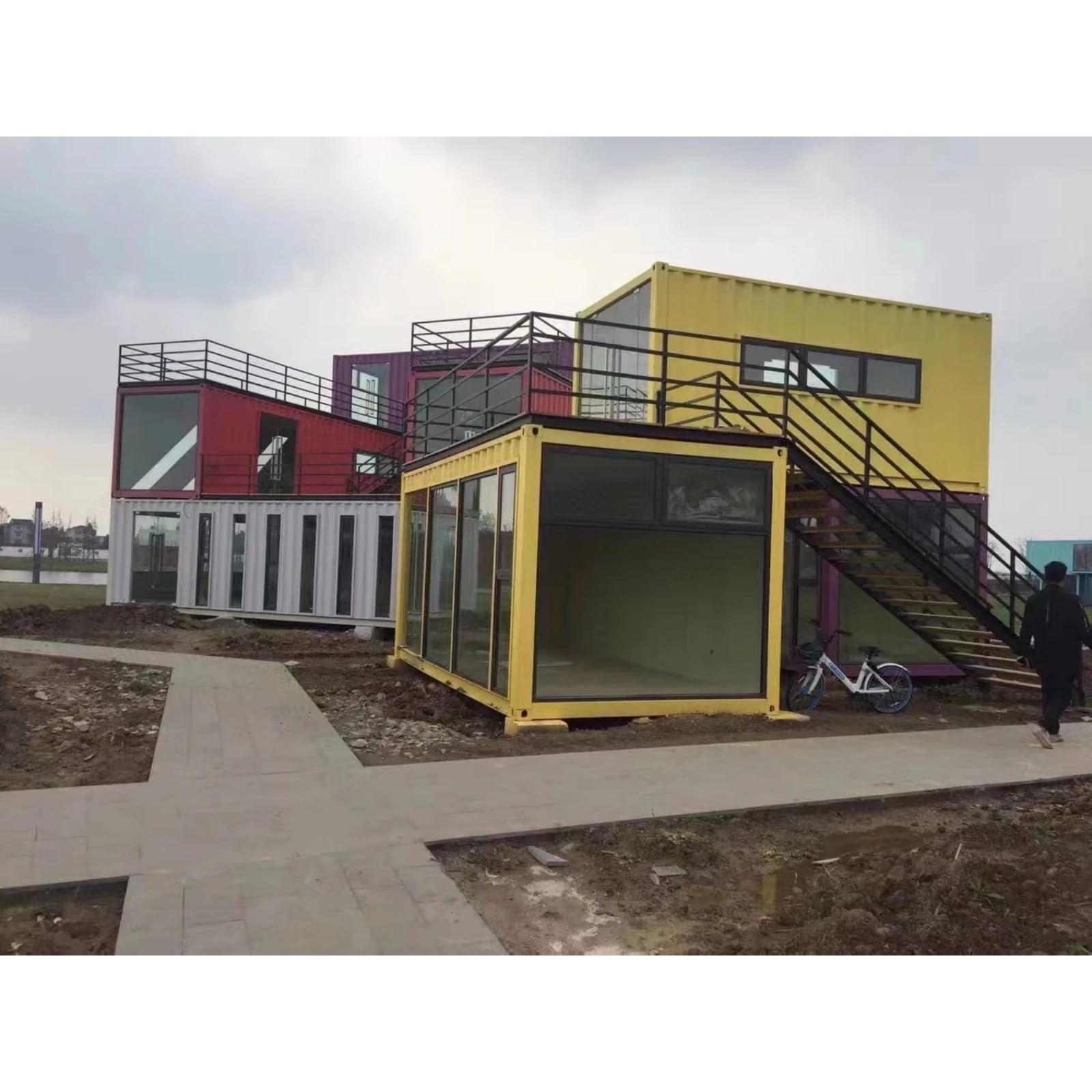 Portable prefabricated Tiny Home,Prefabricated Steel Frames Container House, Mobile prefab Office,Food Selling Booth, Shopping Container Home of 18㎡ 36㎡ 73㎡