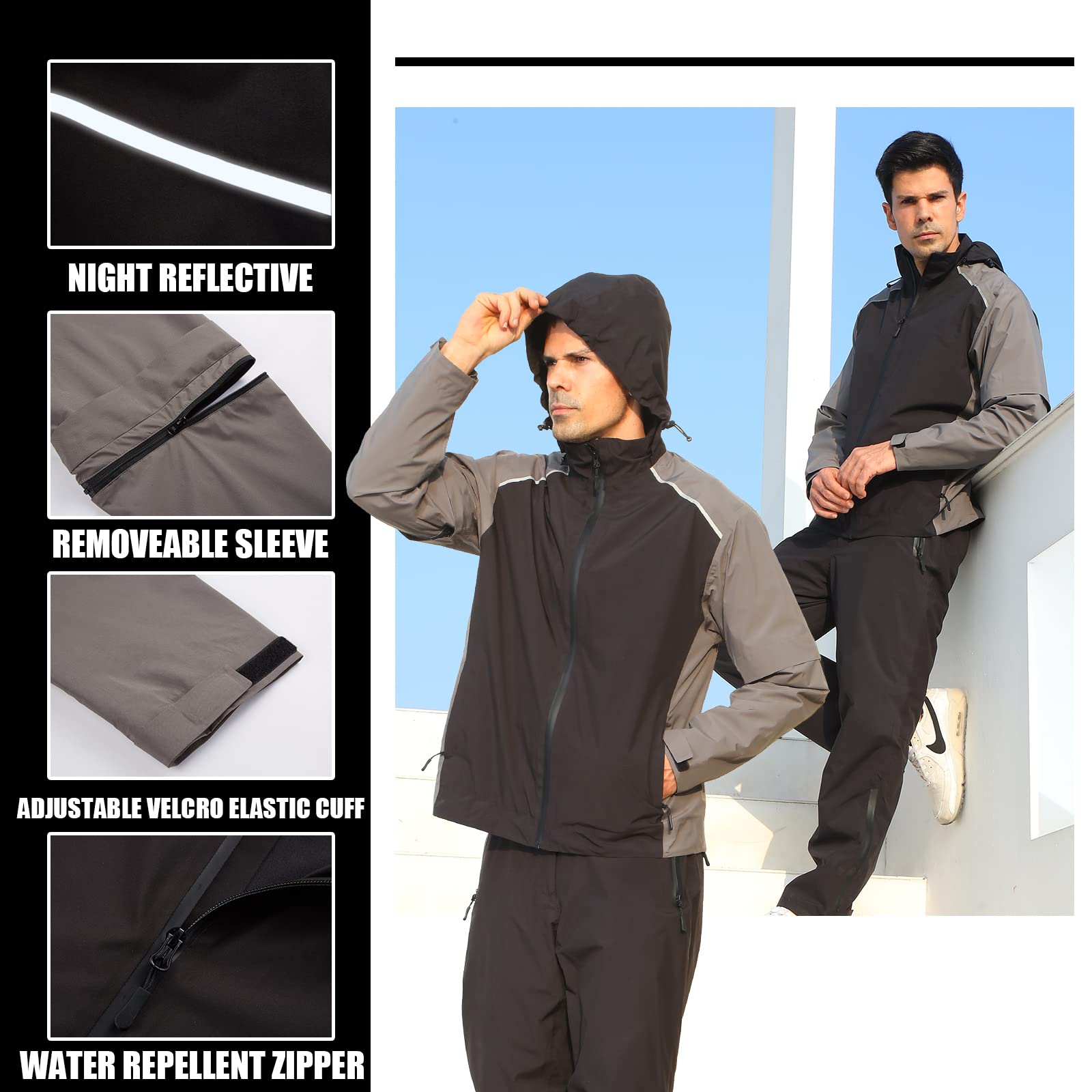 K.E.J. Golf Pants Men Jacket Waterproof Rain Suit Lightweight Raincoat for Hiking Fishing Hunting Camping Travel