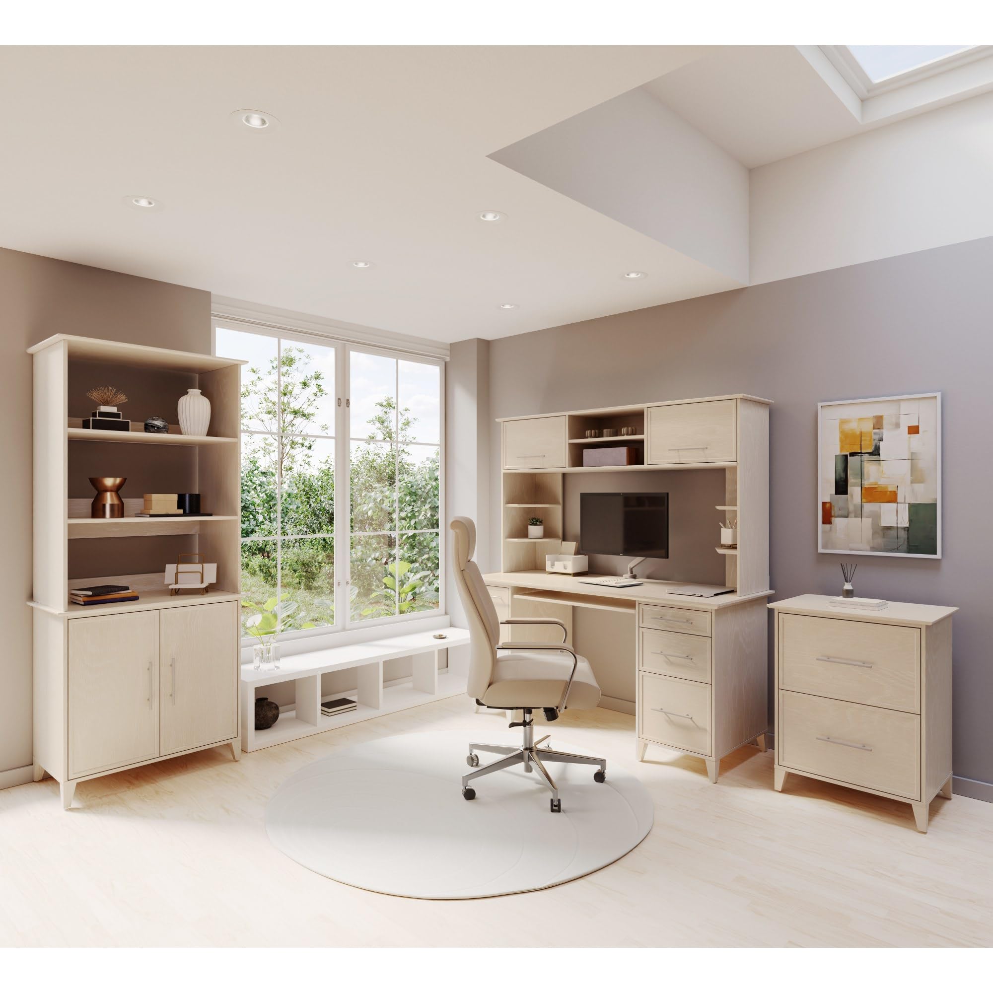 Realspace® Koru 60"W Hutch For Koru L-Shaped Or Straight Computer Desks, Natural Oak