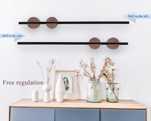 QsQueen Mug Holder Wall Mounted Coffee Cup Rack Hanger,Modern Metal and Solid Walnut with 8 Mug Hooks Rustic Utensil Tea Cups Storage Organizer for Kitchen Accessories Coffee Bar, Set of 2